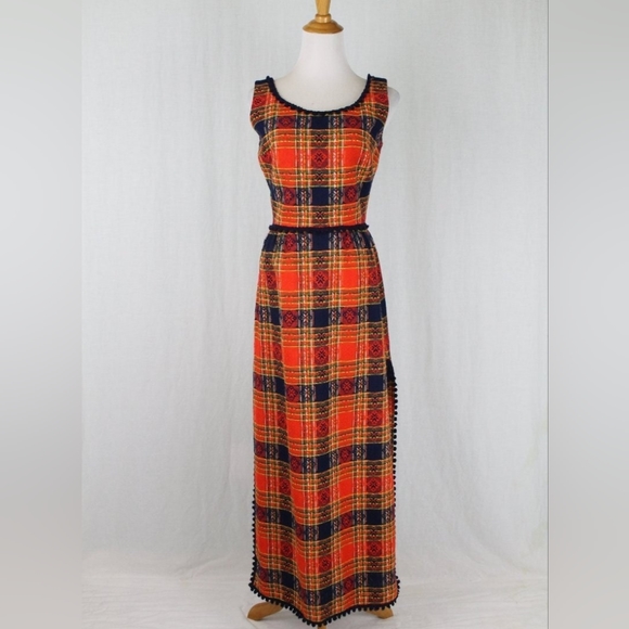 Parade | Dresses | Vintage Parade New York Orange Tweed Plaid Hostess ...